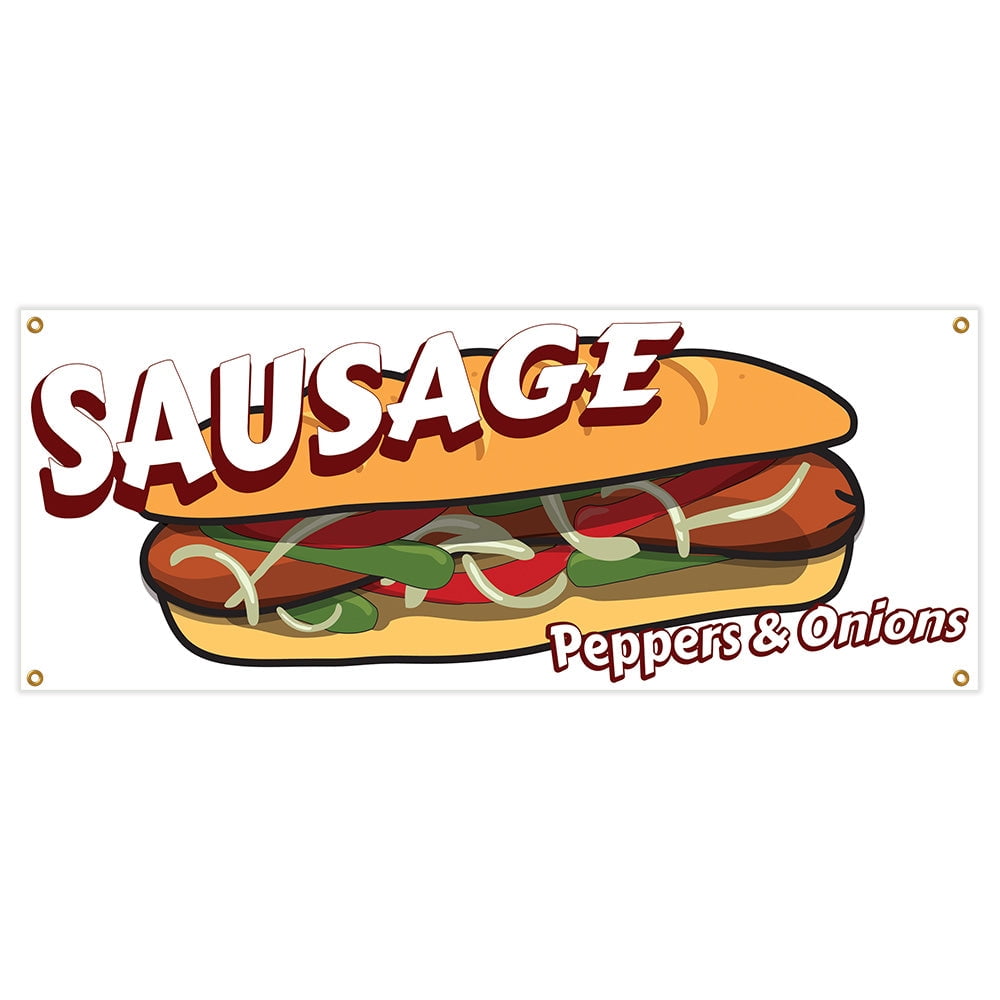 SignMission B-60 Sausage Peppers & Onions 36 x 60 in. Banner Sign ...