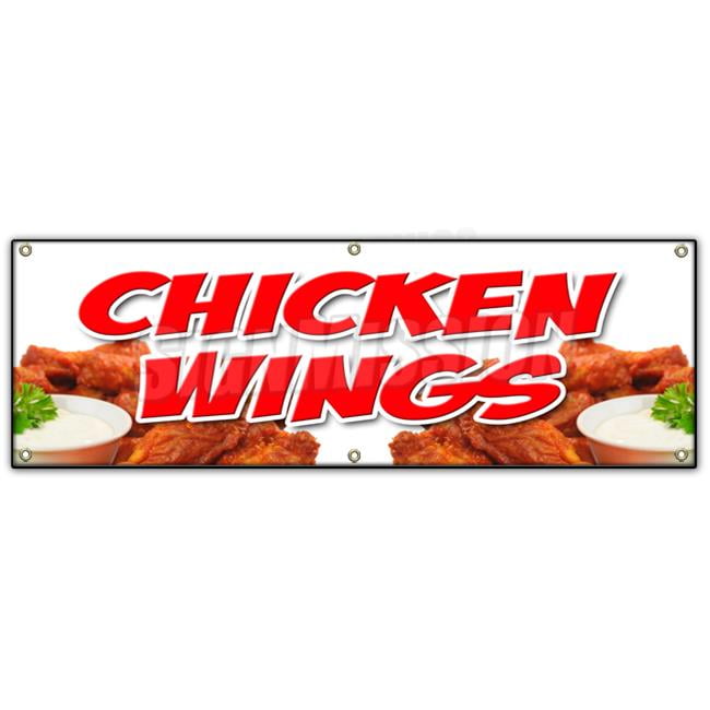 SignMission B-72 Chicken Wings 24 x 72 in. Chicken Wings Banner Sign ...