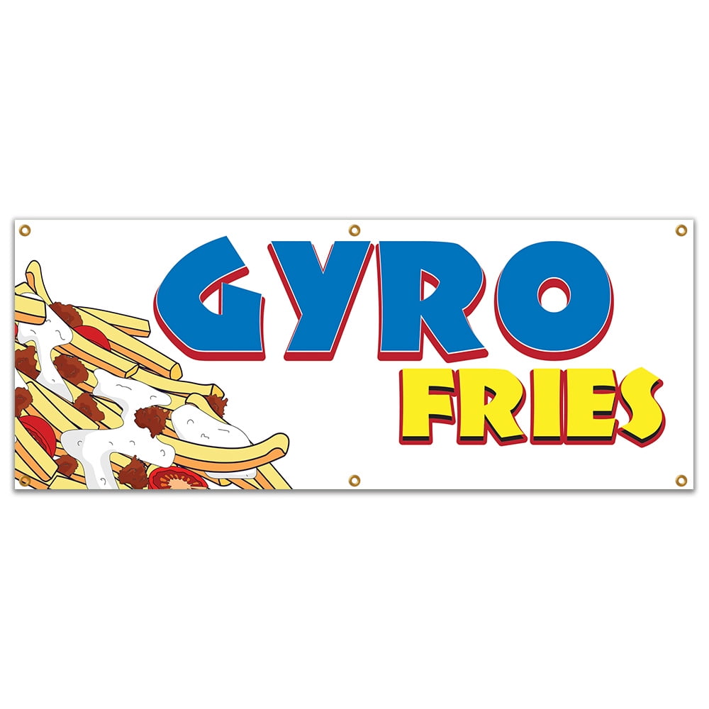 SignMission B-72 Gyro Fries19 72 in. Gyro Fries Banner with Concession ...