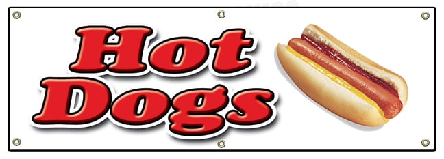 SignMission B-72 Hot Dogs1 72 in. Hot Dog 1 Banner Sign - Hot Dogs Cart ...