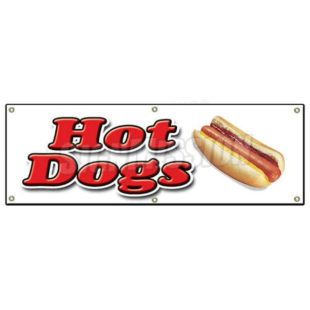 SignMission B-72 Hot Dogs1 72 in. Hot Dog 1 Banner Sign - Hot Dogs Cart ...