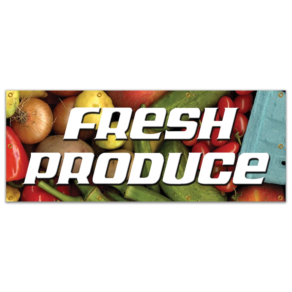 SignMission B-96 Fresh Produce 36 x 96 in. Fresh Produce Banner Sign ...