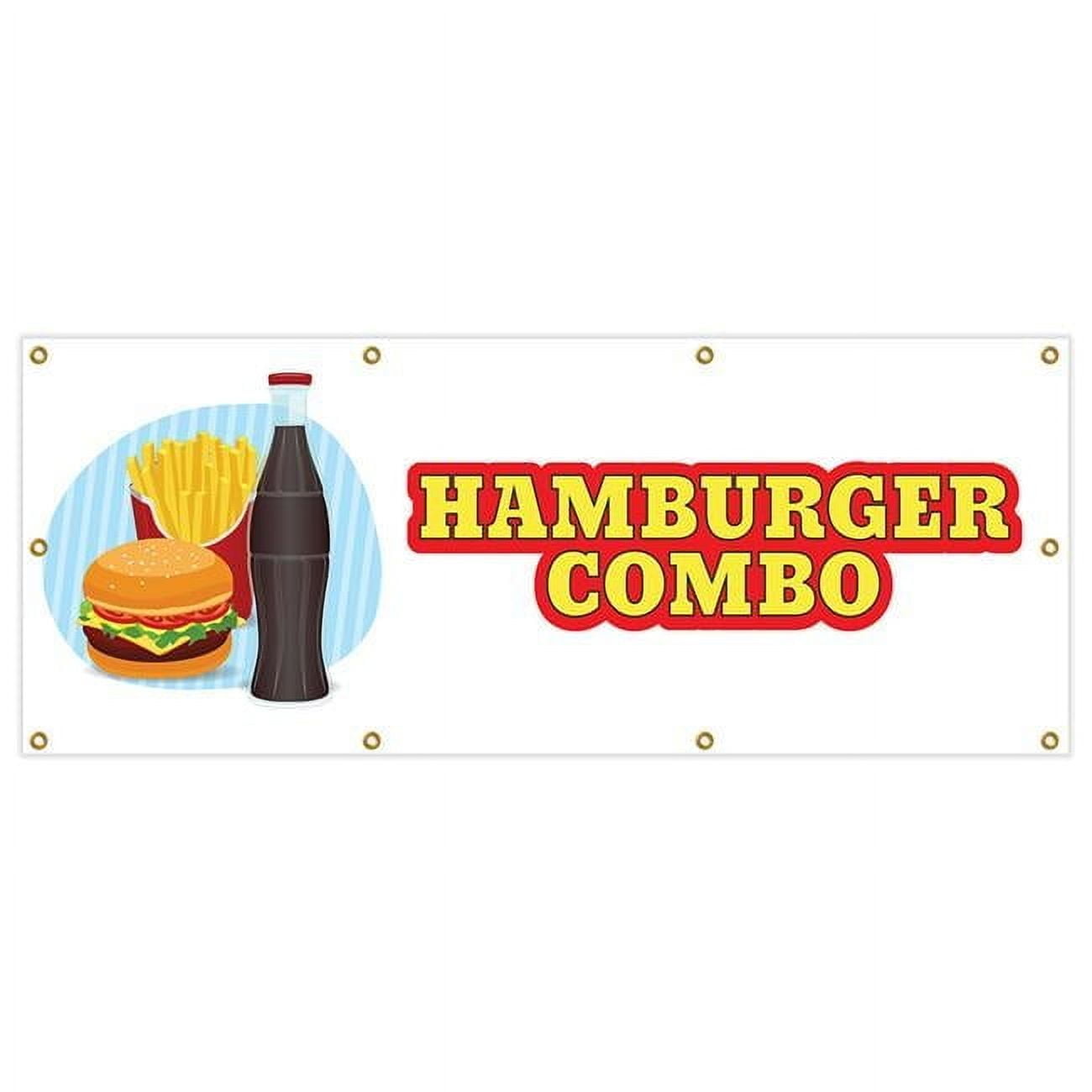 SignMission B-96 Hamburger Combo 36 x 96 in. Banner Sign - Hamburger ...