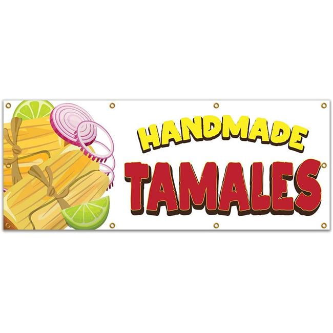 SignMission 96 in. Handmade Tamales Banner with Concession Stand Food ...