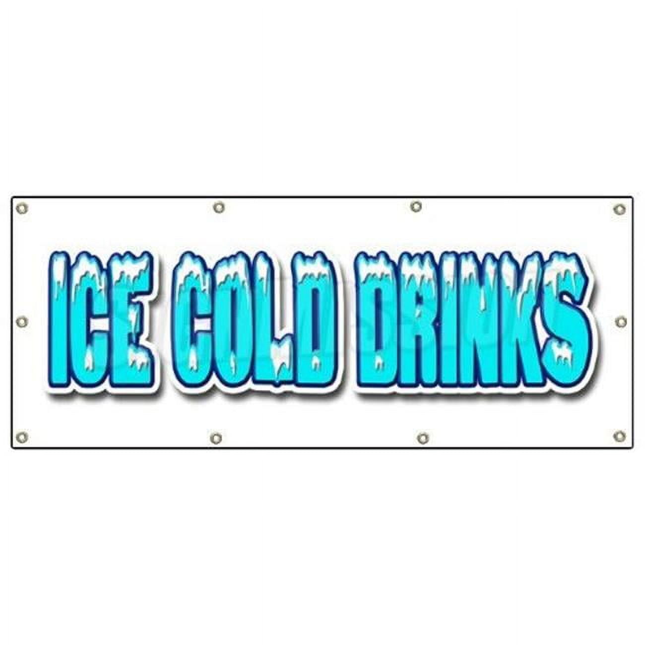 SignMission B-96 Ice Cold Drinks 36 x 96 in. Ice Cold Drinks Banner ...