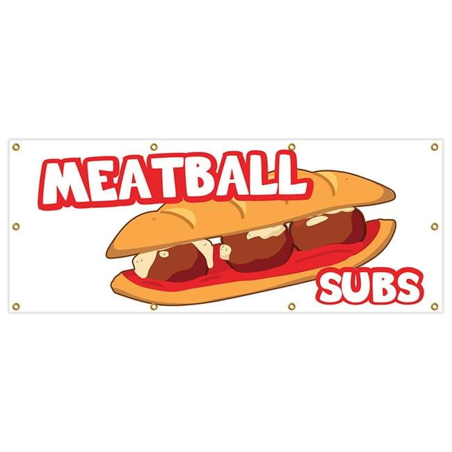 SignMission B-96 Meatball Subs 36 x 96 in. Banner Sign - Meatball Subs ...