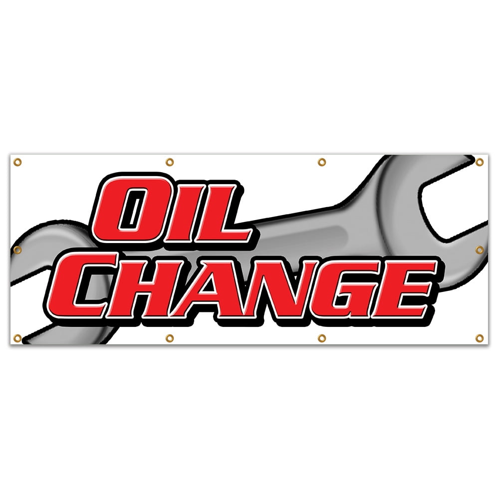 SignMission B-96 Oil Change 36 x 96 in. Oil Change Banner Sign ...