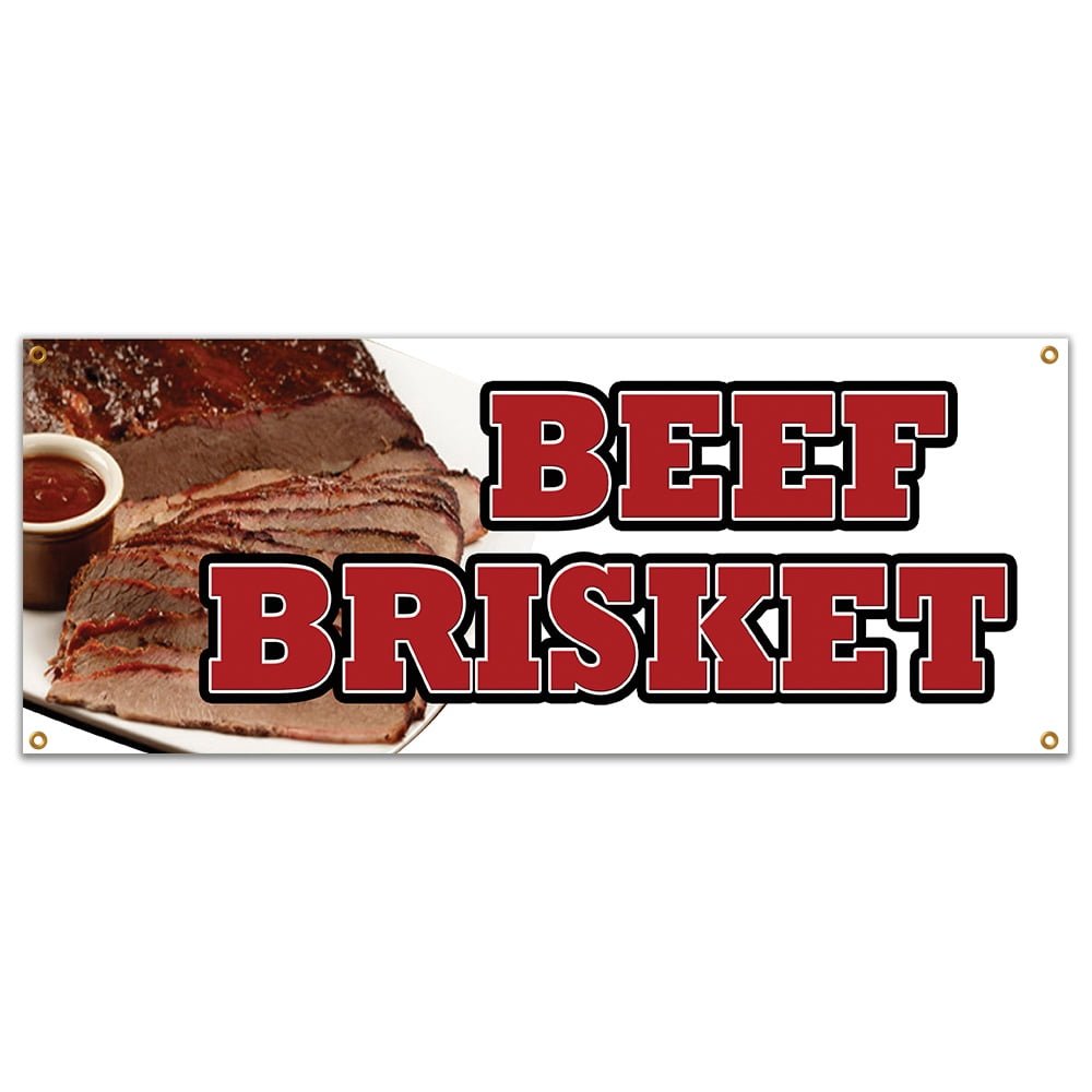SignMission B-Beef Brisket Beef Brisket Banner Sign - Slow Cooked Bar B ...