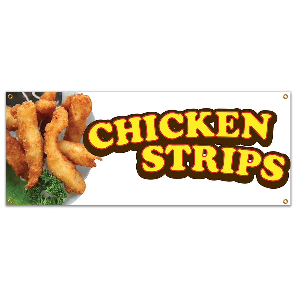 SignMission B-Chicken Strips19 48 in. Chicken Strips Banner with ...