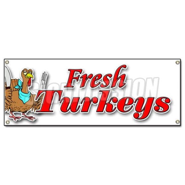 SignMission Fresh Turkeys Banner Sign - Free Range Farm Holiday Plump ...