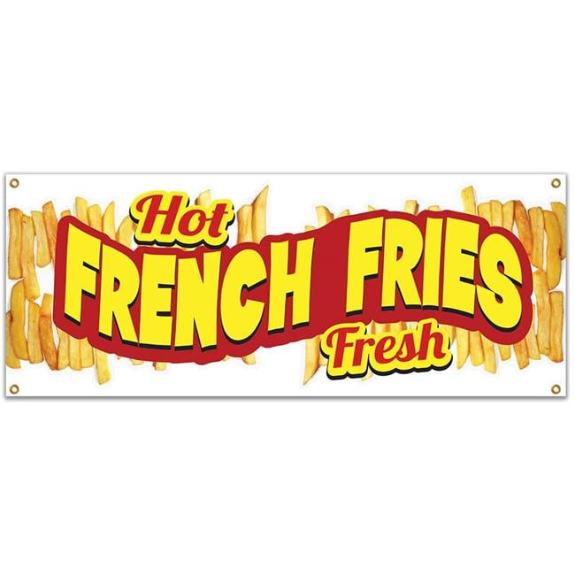 SignMission 48 in. Hot Fresh French Fries Banner with Concession Stand ...
