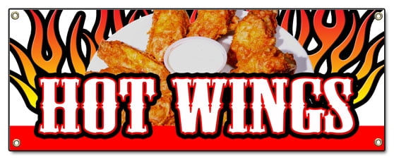 SignMission B-Hot Wings 18 x 48 in. Hot Wings Banner Sign - Walmart.com