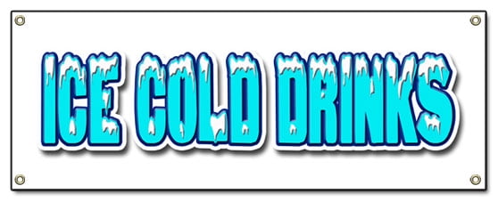 SignMission B-Ice Cold Drinks Ice Cold Drinks Banner Sign - Drink Cart ...