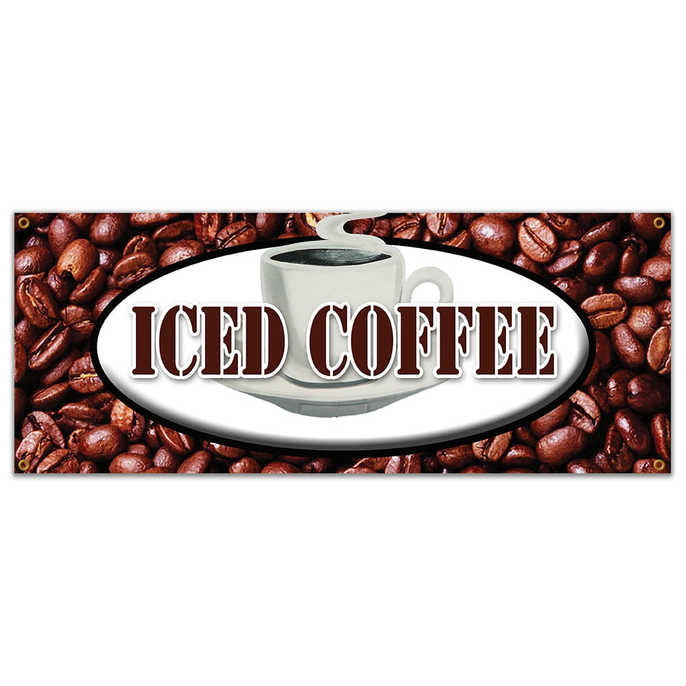 SignMission B-Iced Coffee Iced Coffee Banner Sign - Fresh Brewed Cold ...