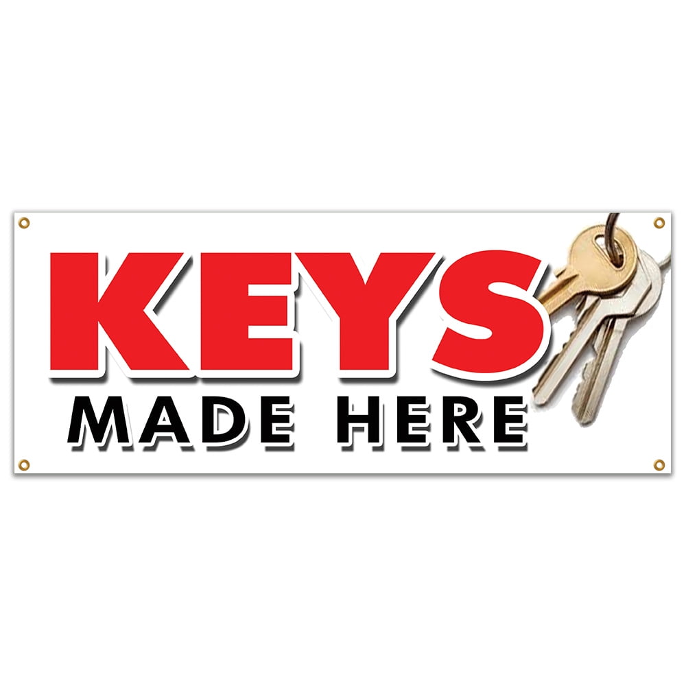 SignMission B-Keys Made Here 18 x 48 in. Keys Made Here Banner Sign ...