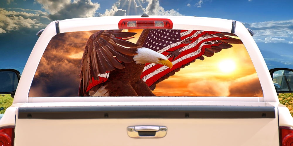SignMission Bald Eagle Flag Rear Window Graphic Truck View Thru Vinyl ...