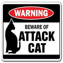 SignMission 6 x 9 in. Beware of Attack Cat Warning Decal - Cats Decals ...