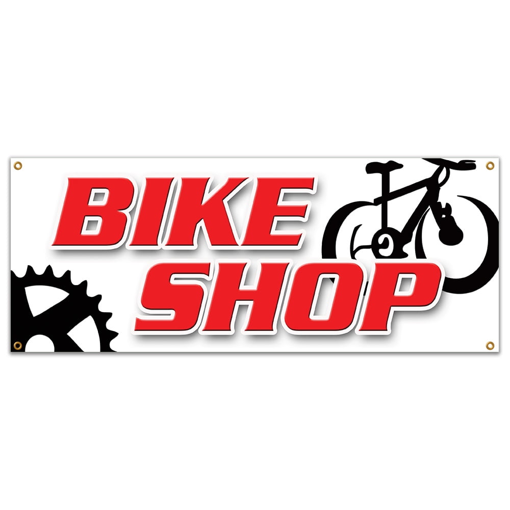 BIKE SHOP BANNER SIGN bicycle shop repair rental rent scooter cycle ...