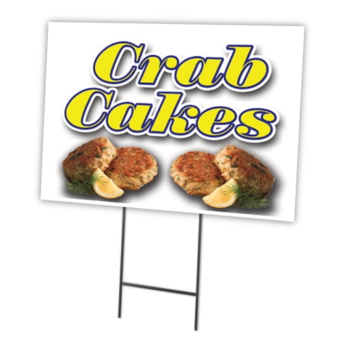 CRAB CAKES 18"x24" Yard Sign & Stake | Advertise Your Business | Stake ...