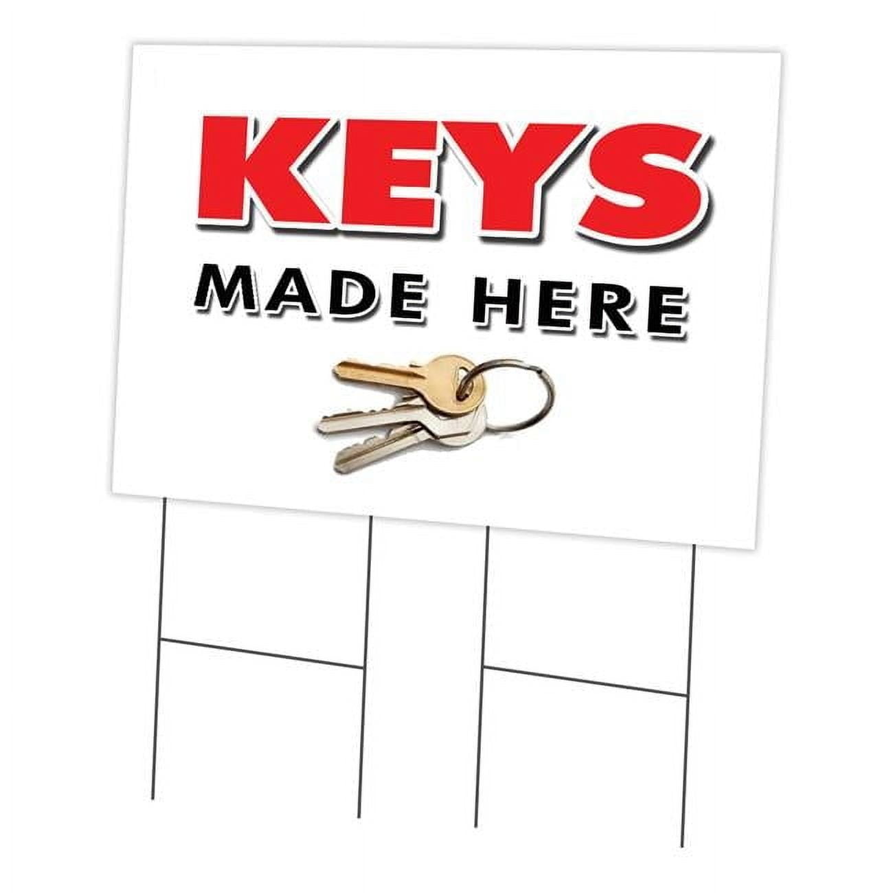 SignMission C-2436-DS-Keys Made Here 24 x 36 in. Yard Sign & Stake ...