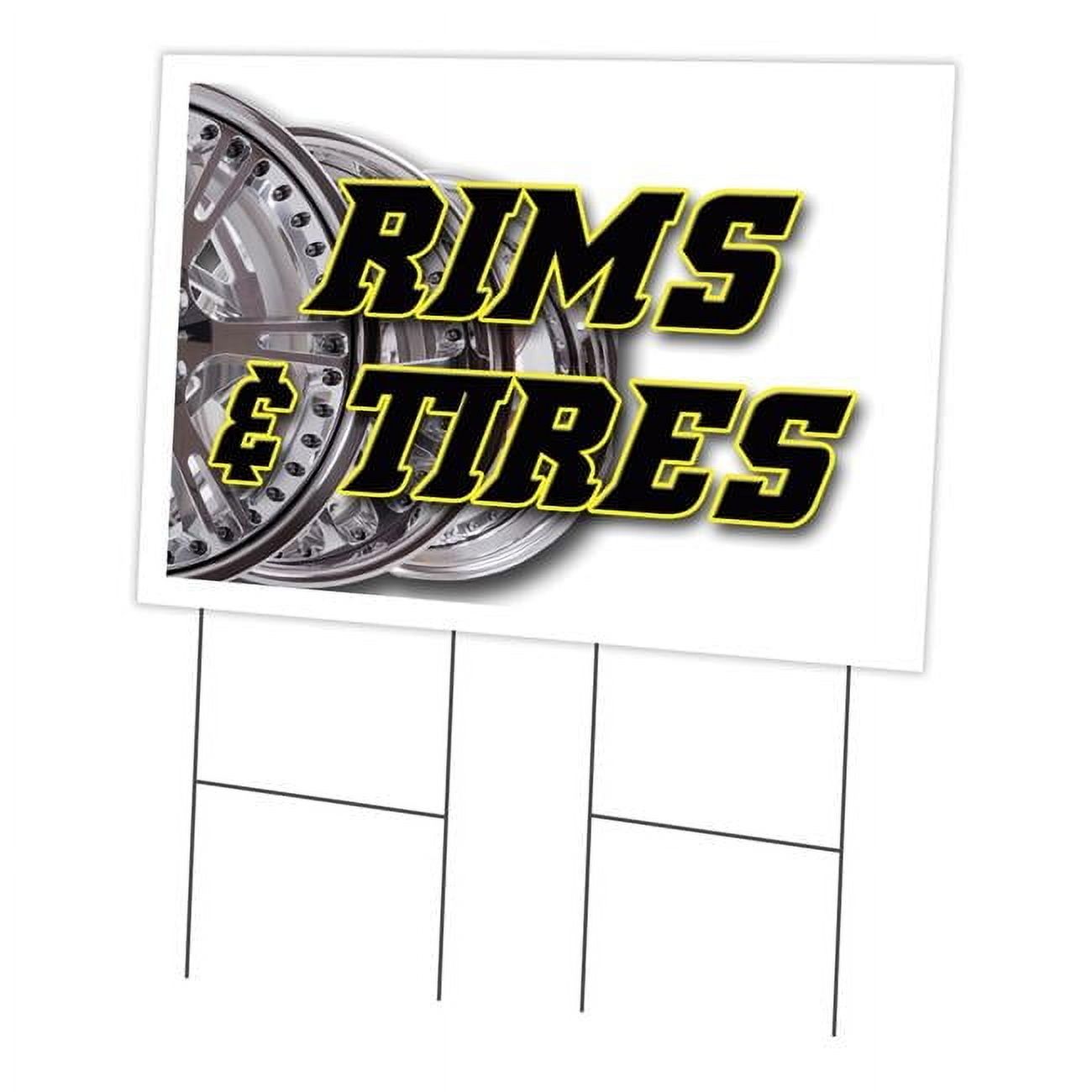 SignMission C-2436-DS-Rims & Tires 24 x 36 in. Rims & Tires Yard Sign ...