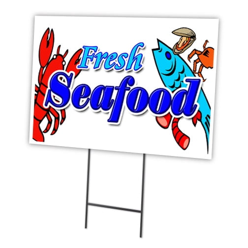 SignMission C-2436 Fresh Seafood 24 x 36 in. Fresh Seafood Yard Sign ...