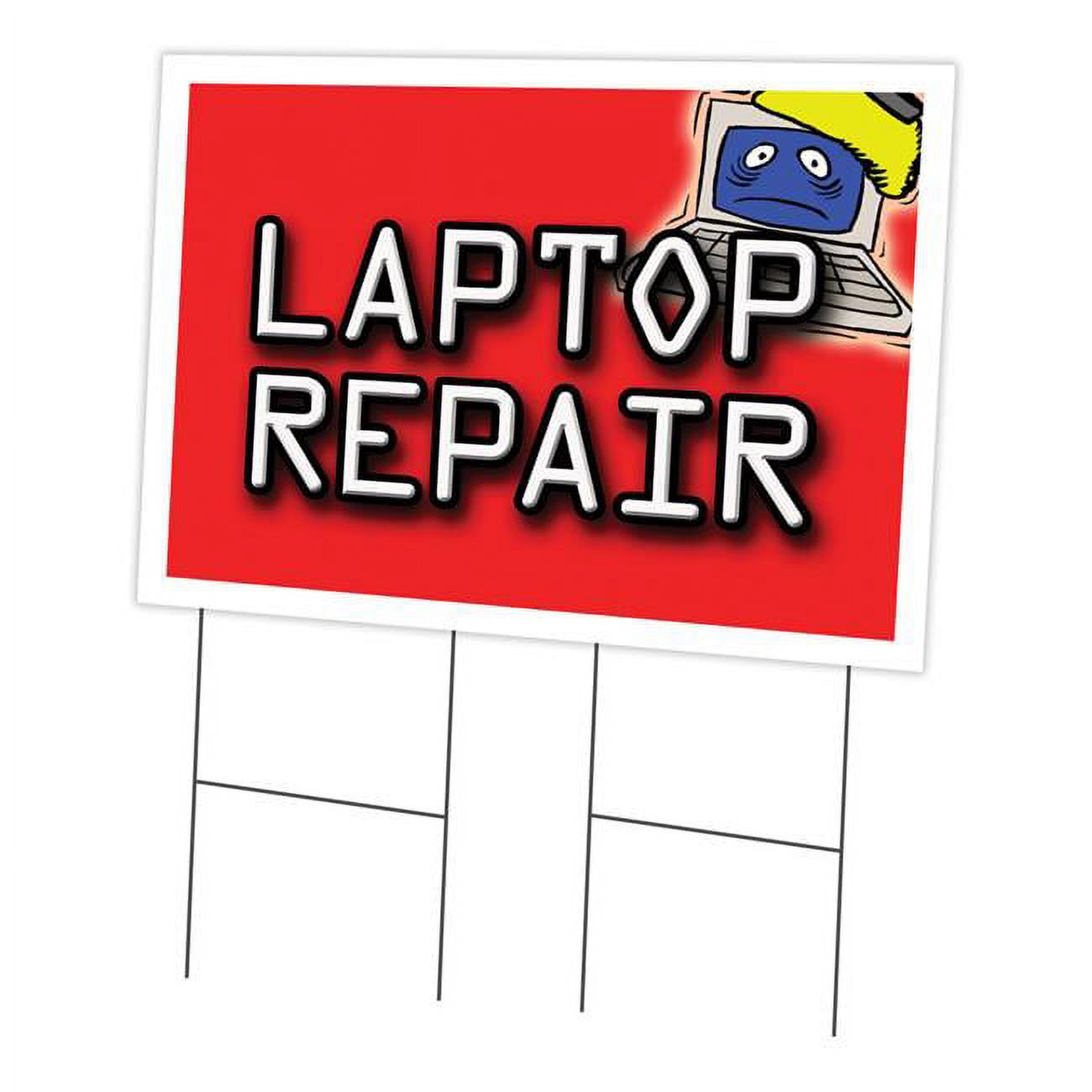 SignMission C-2436 Laptop Repair 24 x 36 in. Yard Sign & Stake - Laptop ...