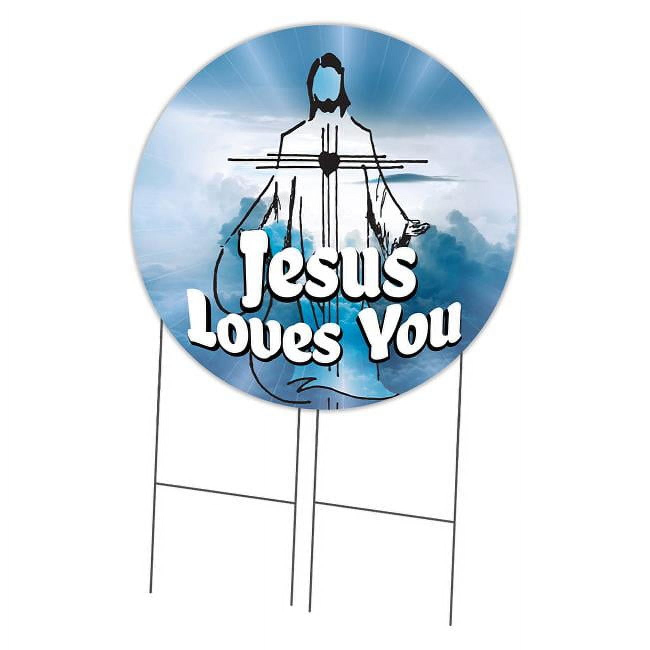 SignMission 36 in. Corrugated Circular Plastic Sign with Stakes - Jesus ...