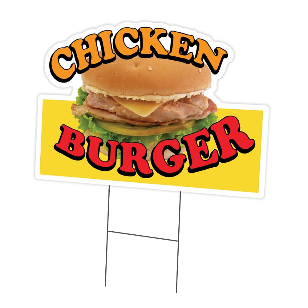 SignMission C-DC-1216-Chicken Burger19 12 x 16 in. Yard Sign & Stake ...