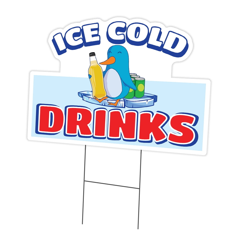 Ice Cold Drinks 2 Yard Sign 18" X 24" & Stake | Advertise Your Business ...