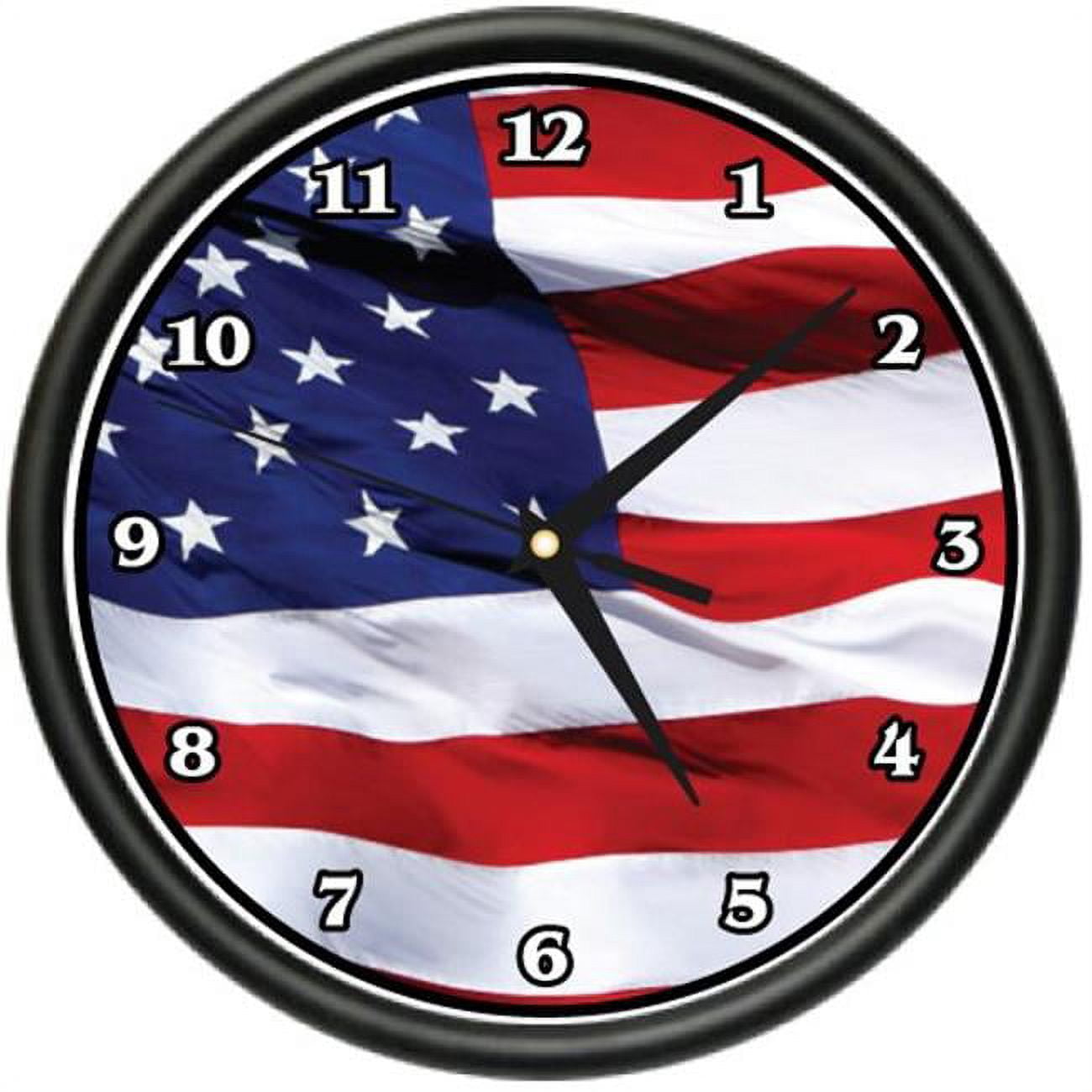 SignMission 10 in. American Flag Wall Clock, Precision Quartz Movement ...