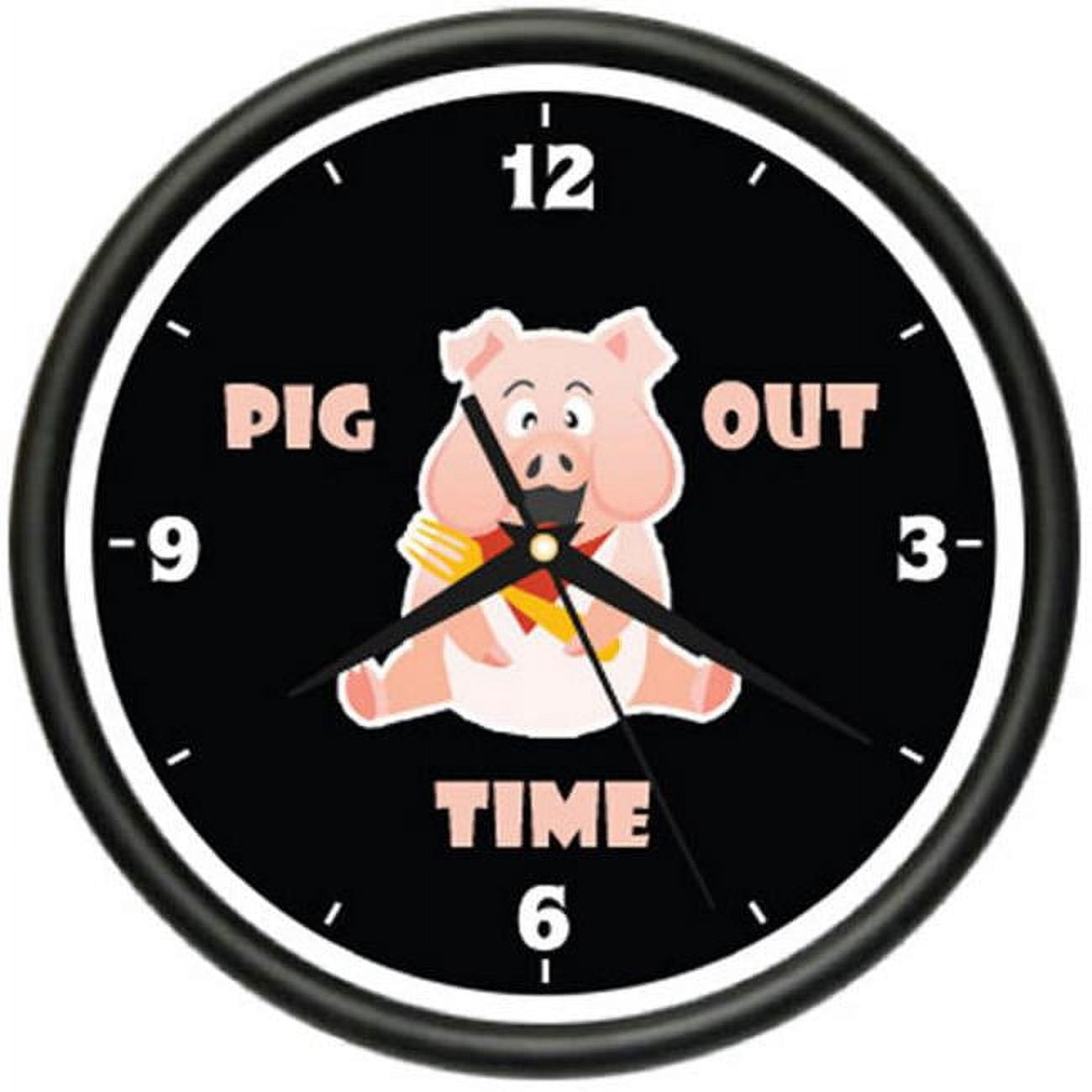 SignMission CL-PIG OUT TIME Pig Out Time Wall Clock - Pigs BBQ Barbque ...