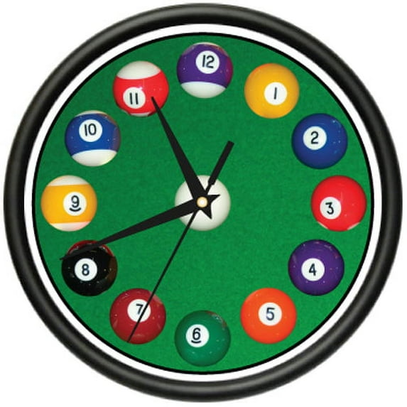 SignMission 10 inch Diameter Pool Balls Wall Clock, Precision Quartz ...