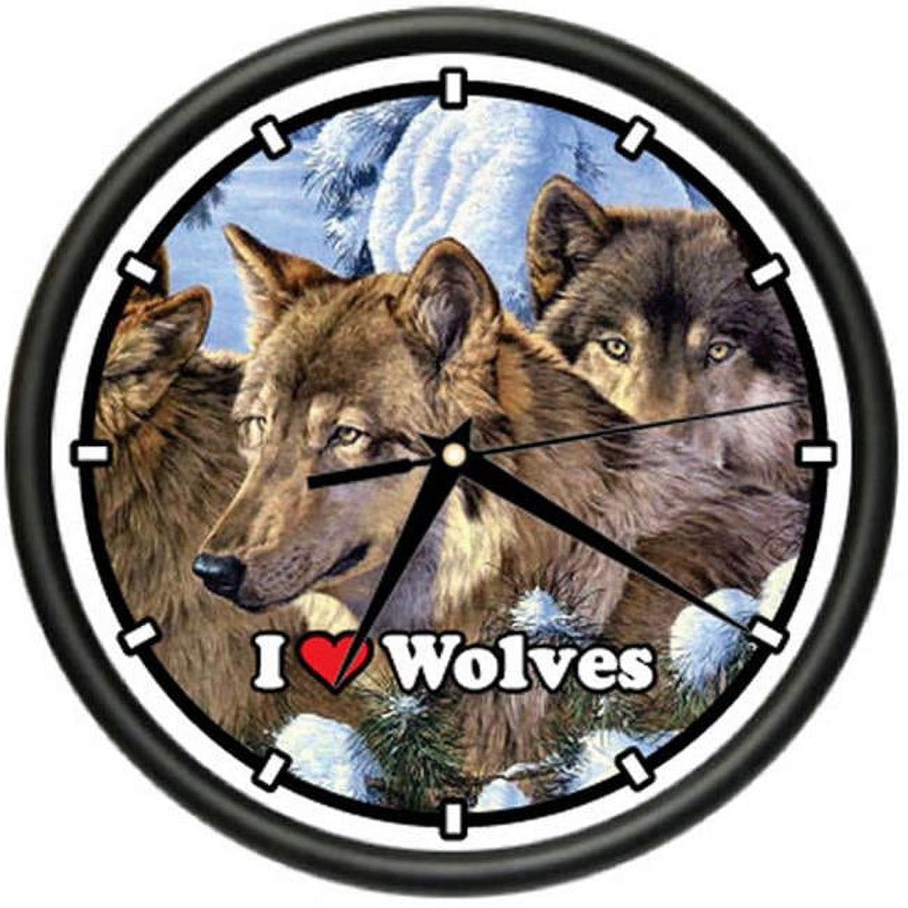 SignMission CL-WOLVES Wolves Wall Clock - Wolf Home Cabin Decor Artwork ...