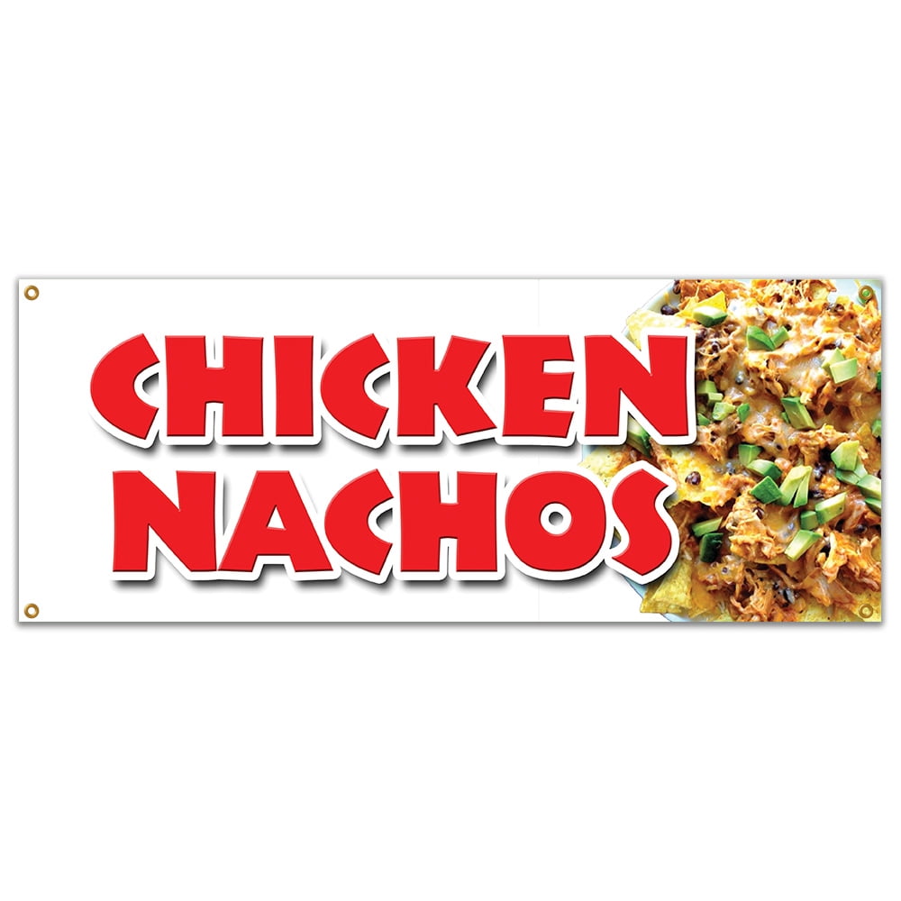 CHICKEN NACHOS BANNER SIGN snack melted mexican chili taco tex mex food ...