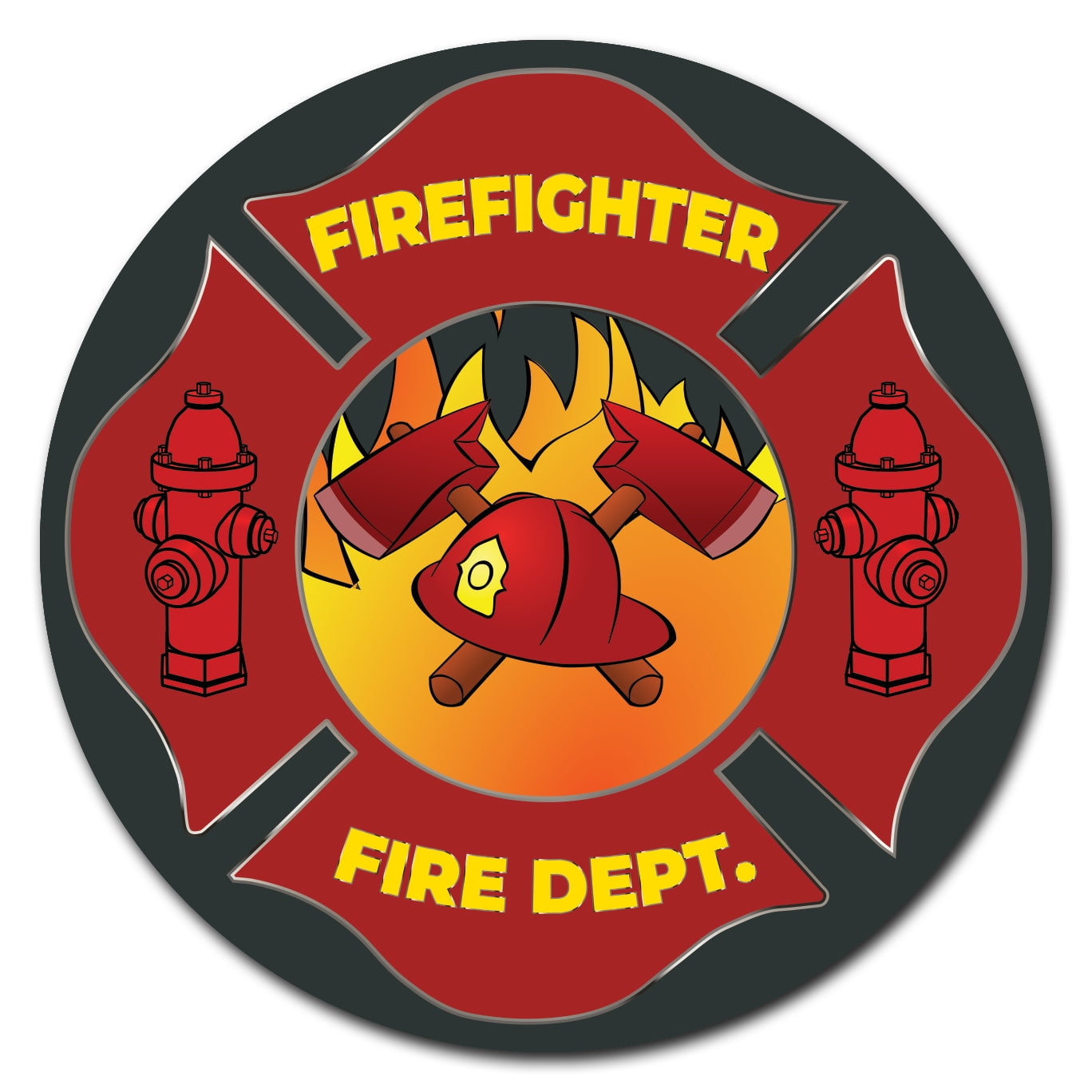 SignMission Circular Rigid Plastic Sign 12" Tall - Firefighter Fire ...