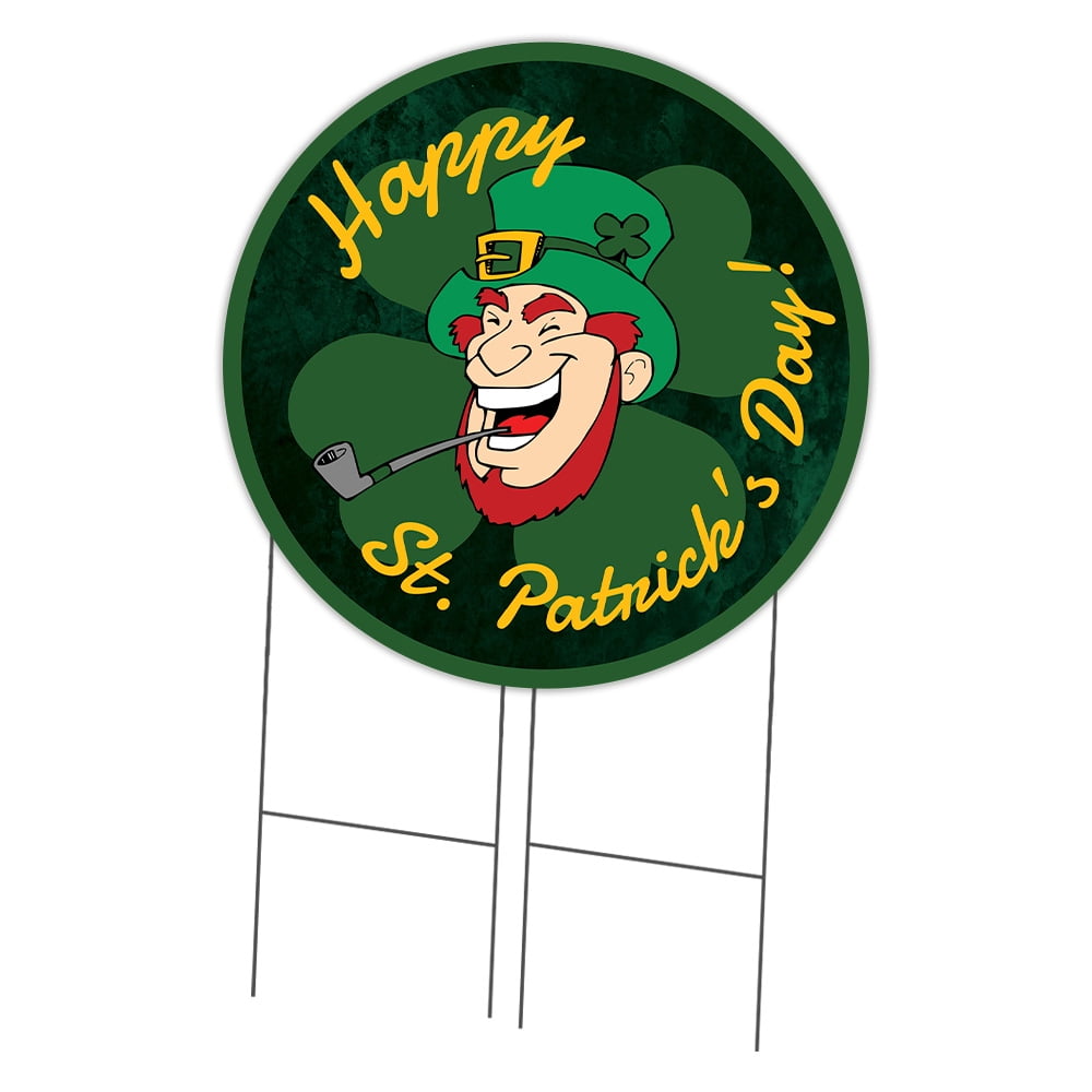 SignMission Corrugated Plastic Sign With Stakes 36" Circular - Happy St ...