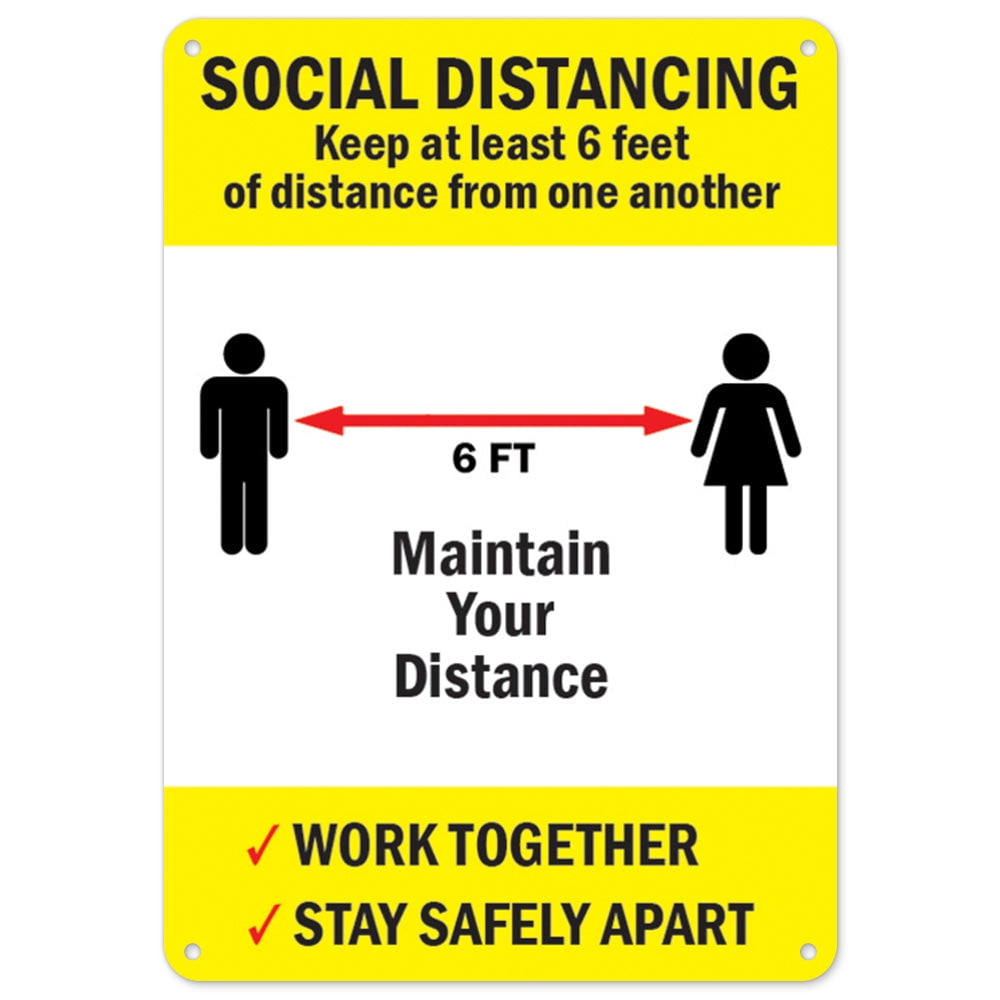 COVID-19 Notice Sign - Social Distancing Keep At Least 6 Feet Of ...