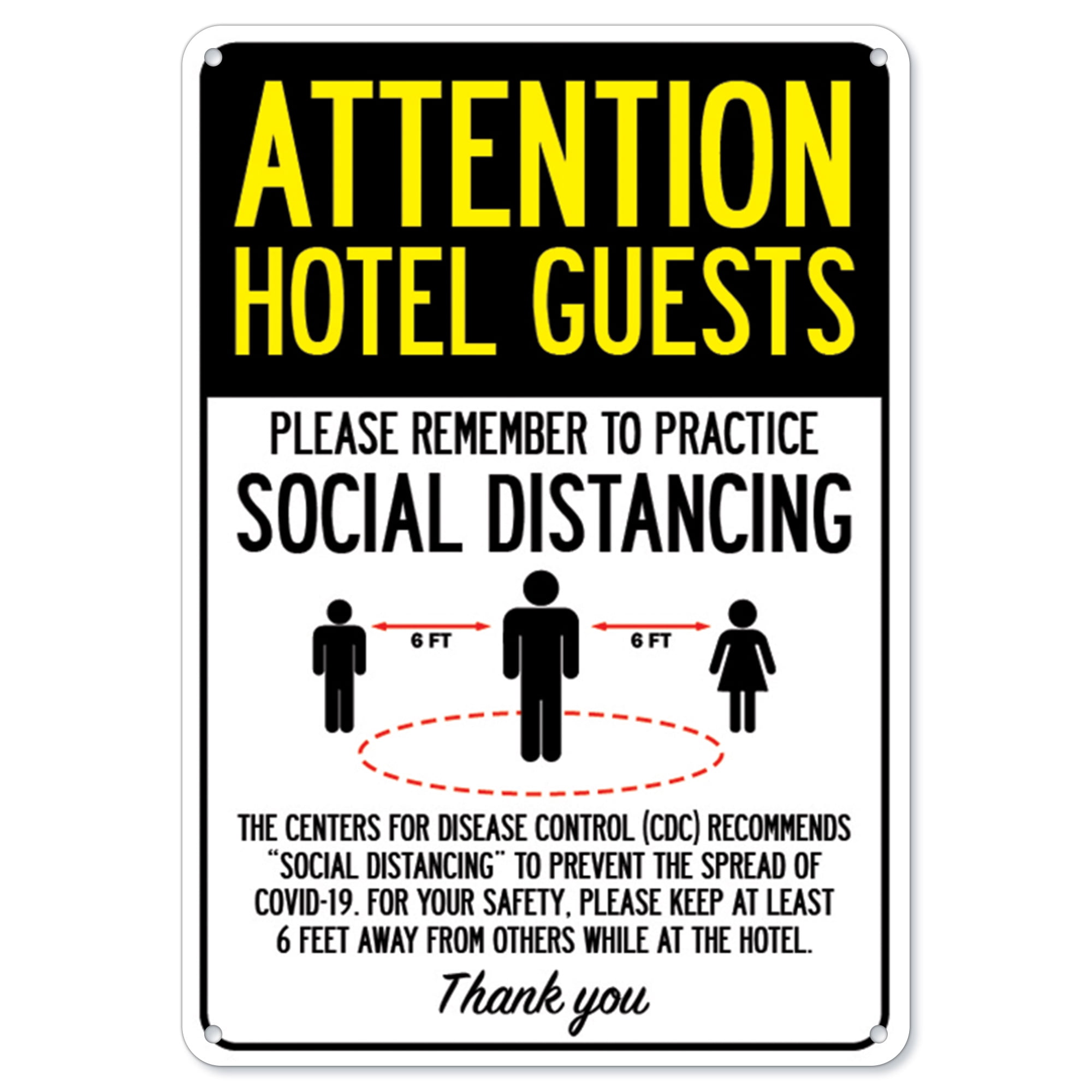 SignMission OS-NS-A-710-25404 Covid-19 Notice Sign - Attention Hotel ...