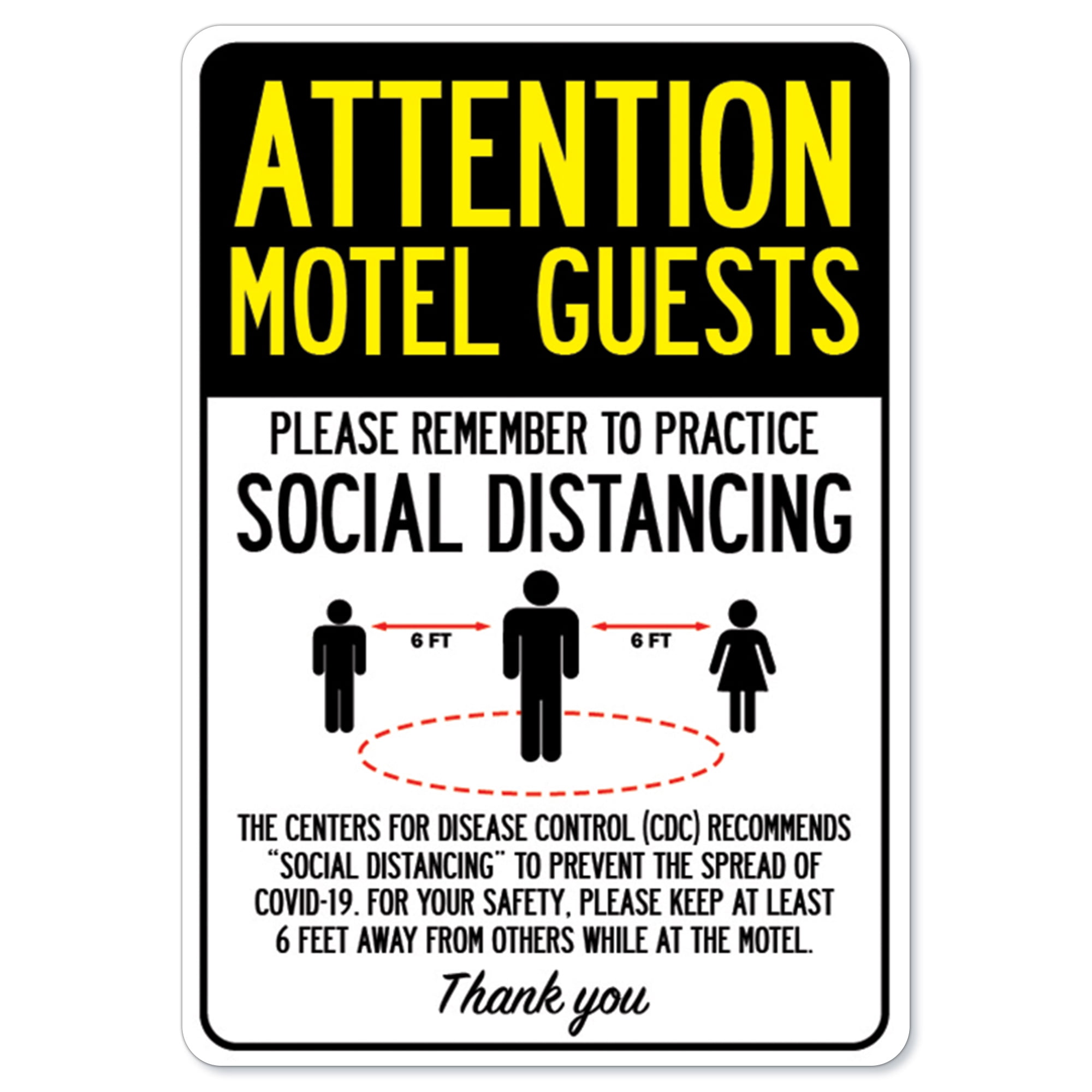 SignMission OS-NS-RD-1824-25403 Covid-19 Notice Sign - Attention Motel ...