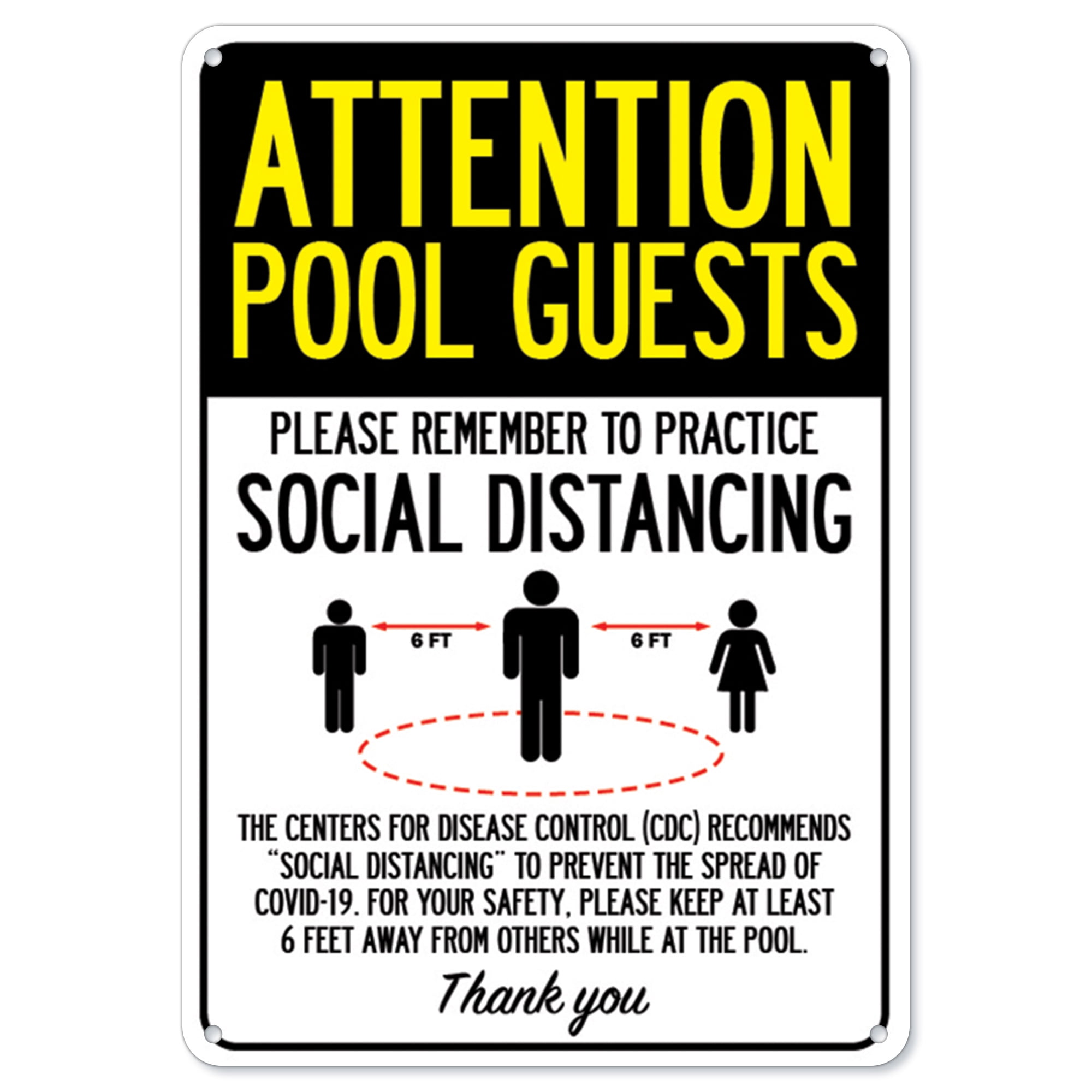 SignMission OS-NS-A-1014-25370 Covid-19 Notice Sign - Attention Pool ...