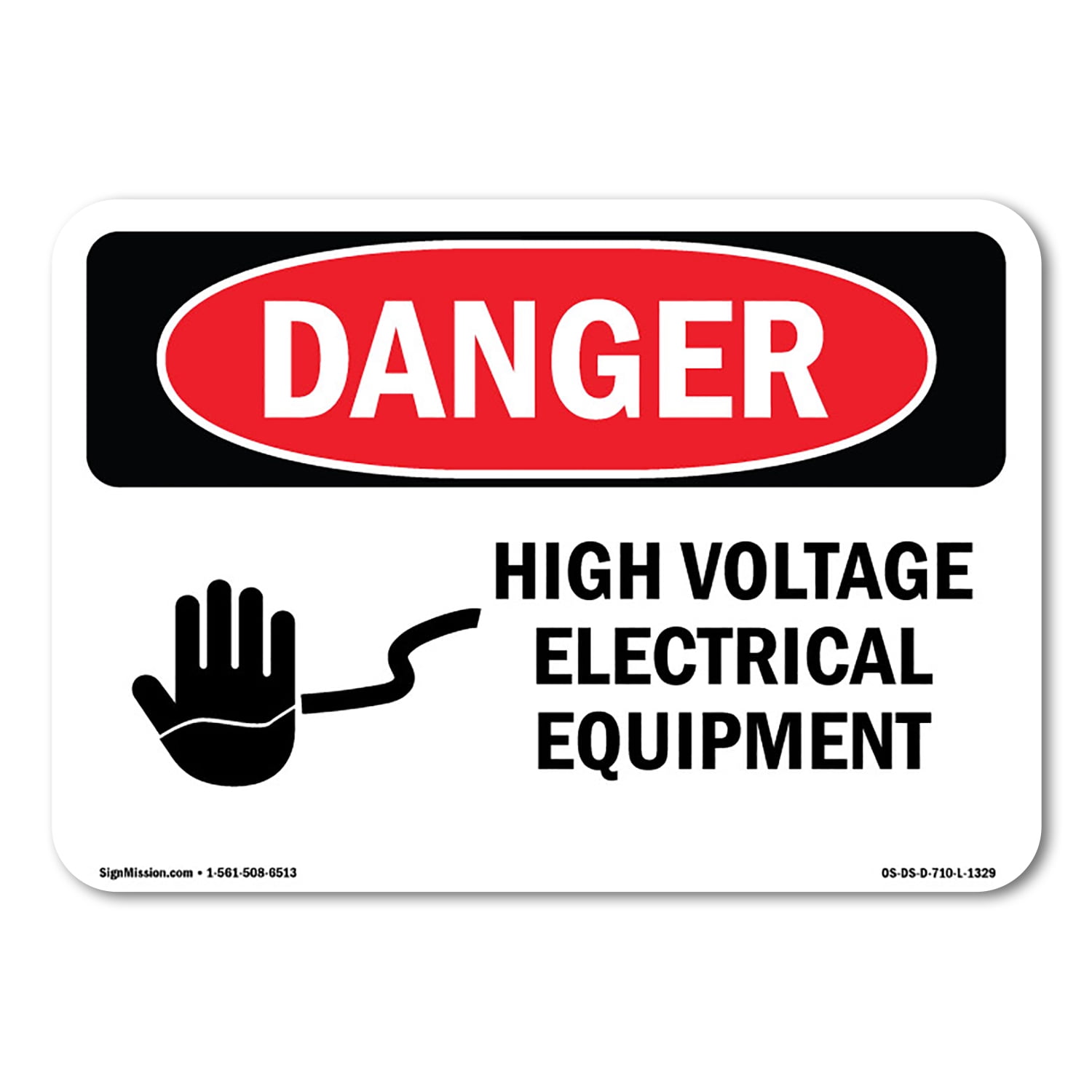 SignMission Danger High Voltage Electrical Equipment OSHA Decal Sign ...