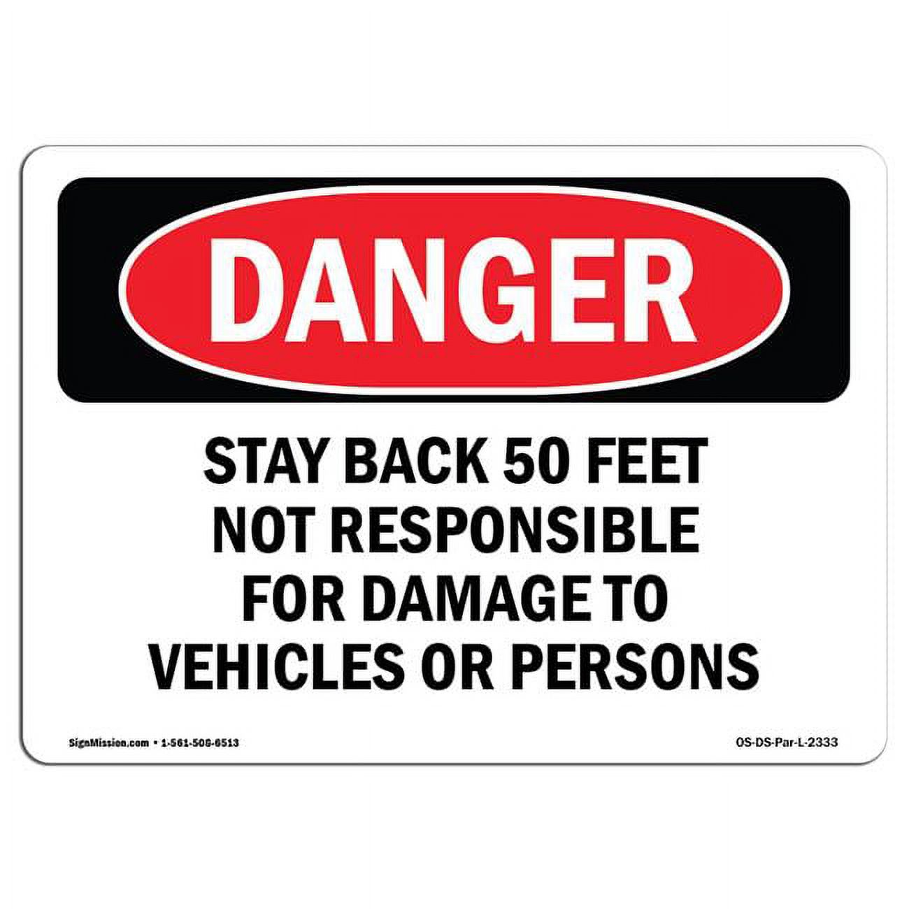 Caution Stay Back 100 Feet Sign - Walmart.com