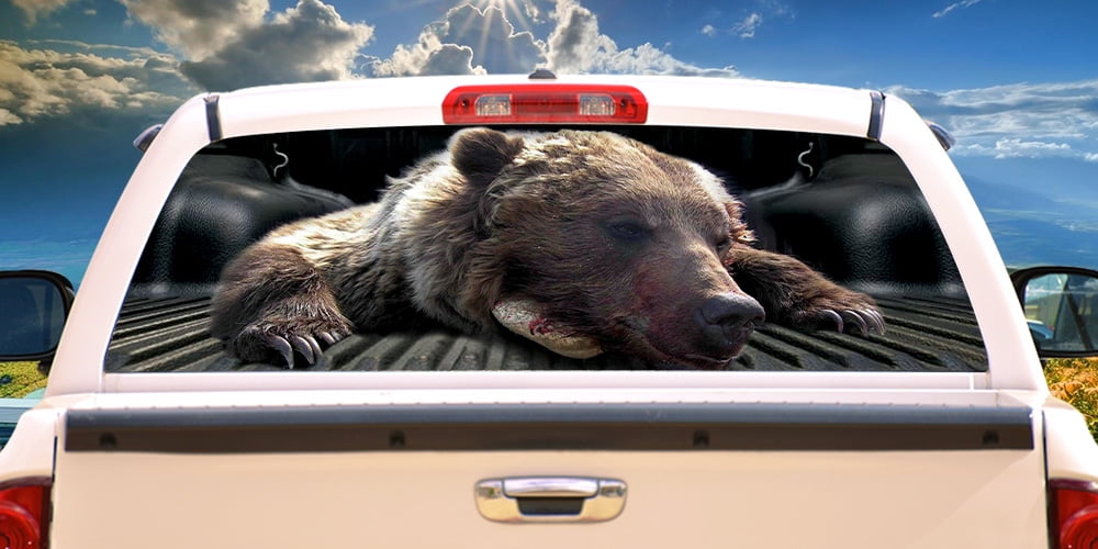SignMission Dead Bear Rear Window Graphic truck view thru vinyl decal ...