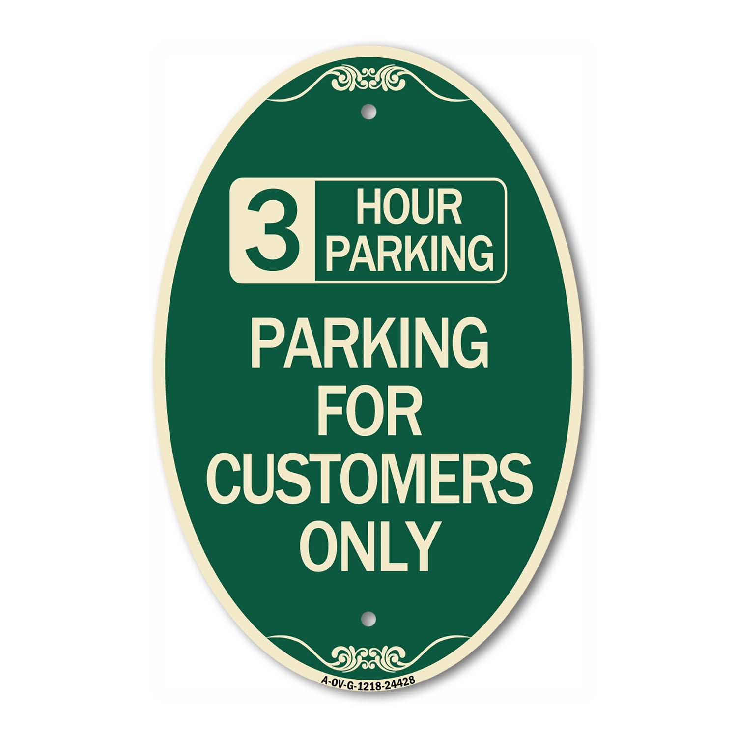 SignMission Designer Oval Series Sign - 3 Hour Parking - Parking for ...