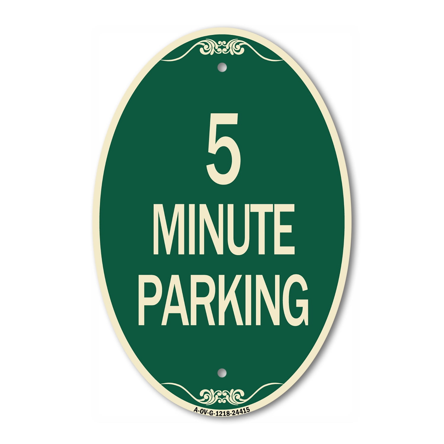 SignMission Designer Oval Series Sign - 5 Minute Parking | Green & Tan ...