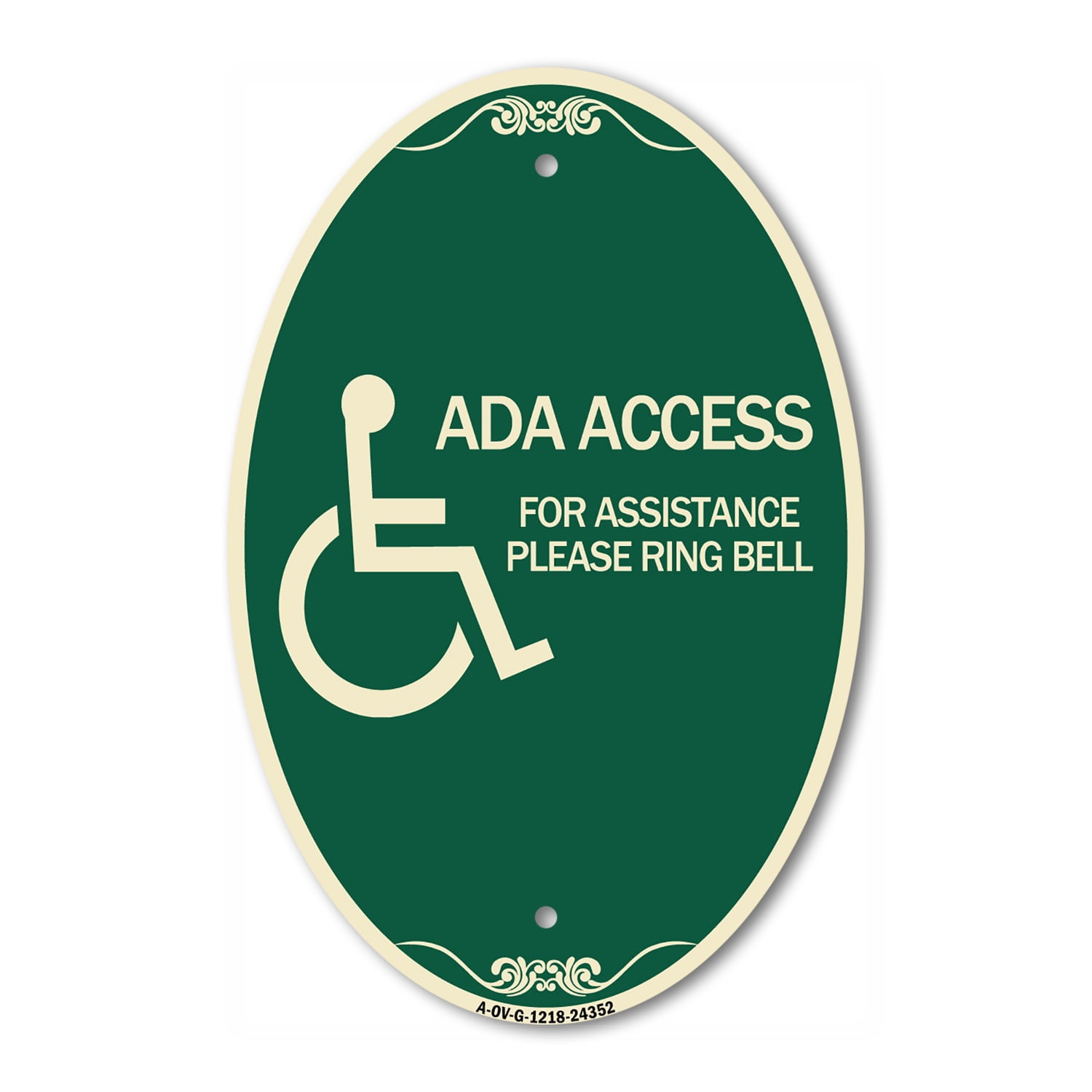 SignMission Designer Oval Series Sign - ADA Access for Assistance Ring ...