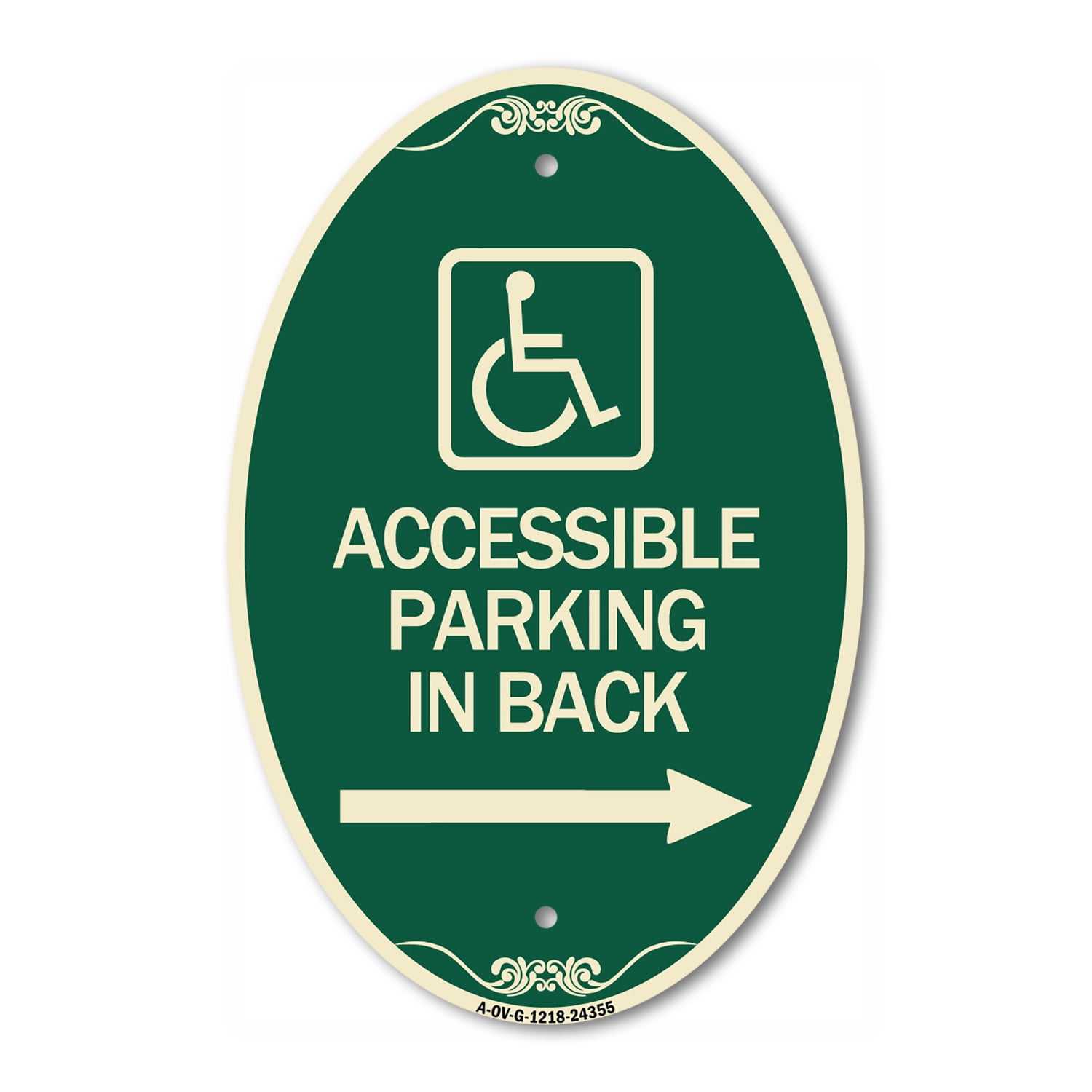 SignMission Designer Oval Series Sign - Accessible Parking on Right ...