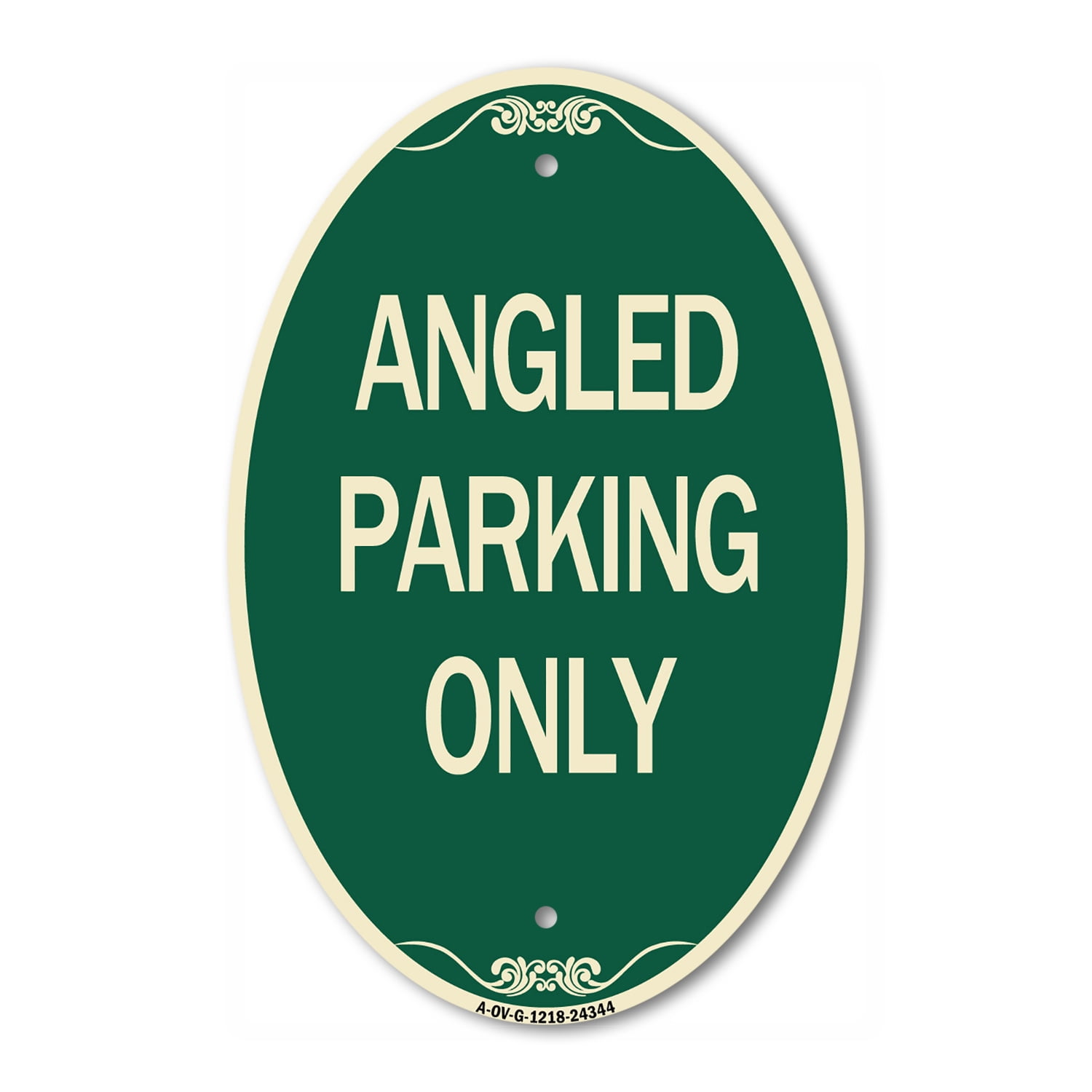 SignMission Designer Oval Series Sign - Angle Parking Only | Green ...