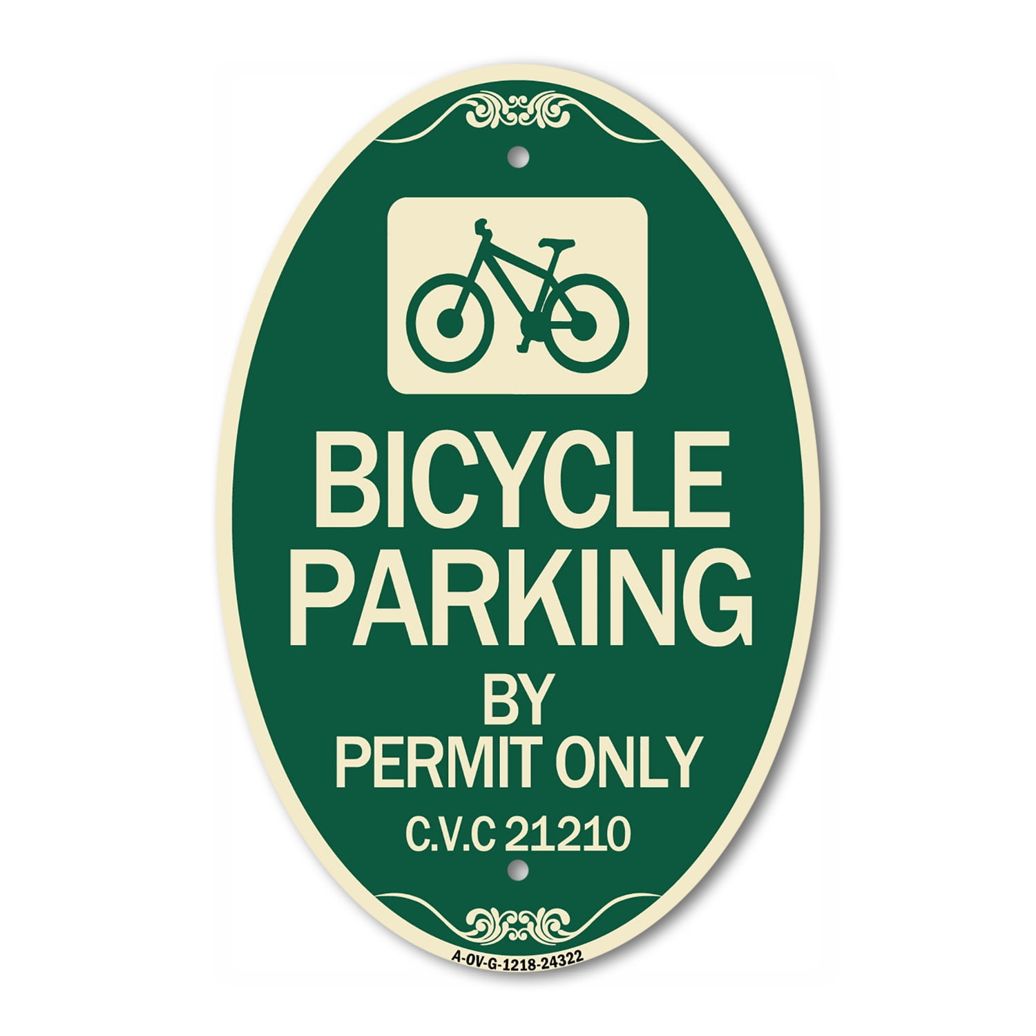 SignMission Designer Oval Series Sign - Bicycle Parking by Permit Only ...